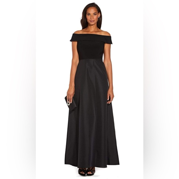 Adrianna Papell Dresses Adrianna Papell Off Shoulder Solid Jersey